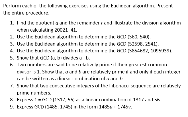 Solved Perform each of the following exercises using the | Chegg.com