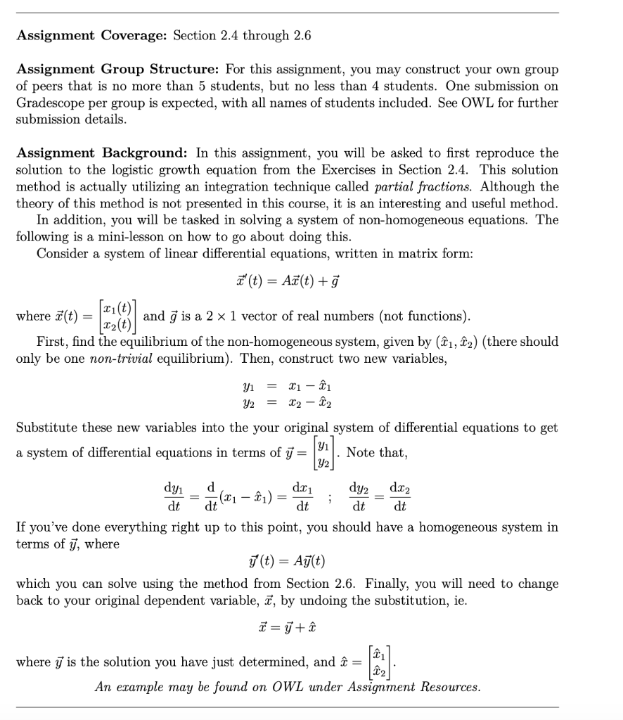 Solved Assignment Coverage: Section 2.4 through 2.6 | Chegg.com