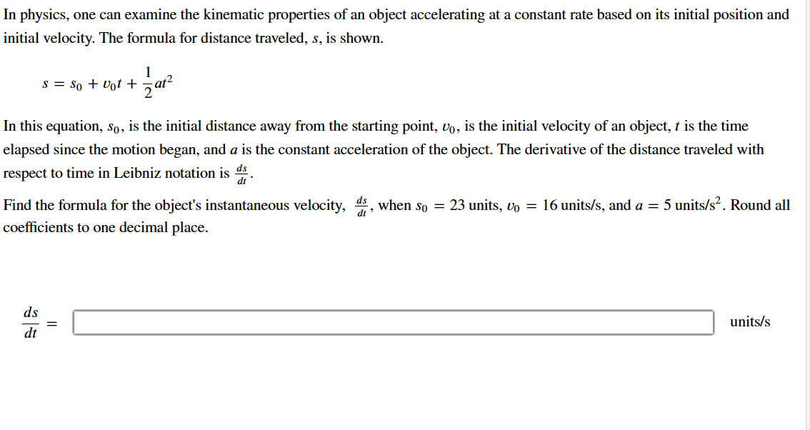 Solved In physics, one can examine the kinematic properties | Chegg.com