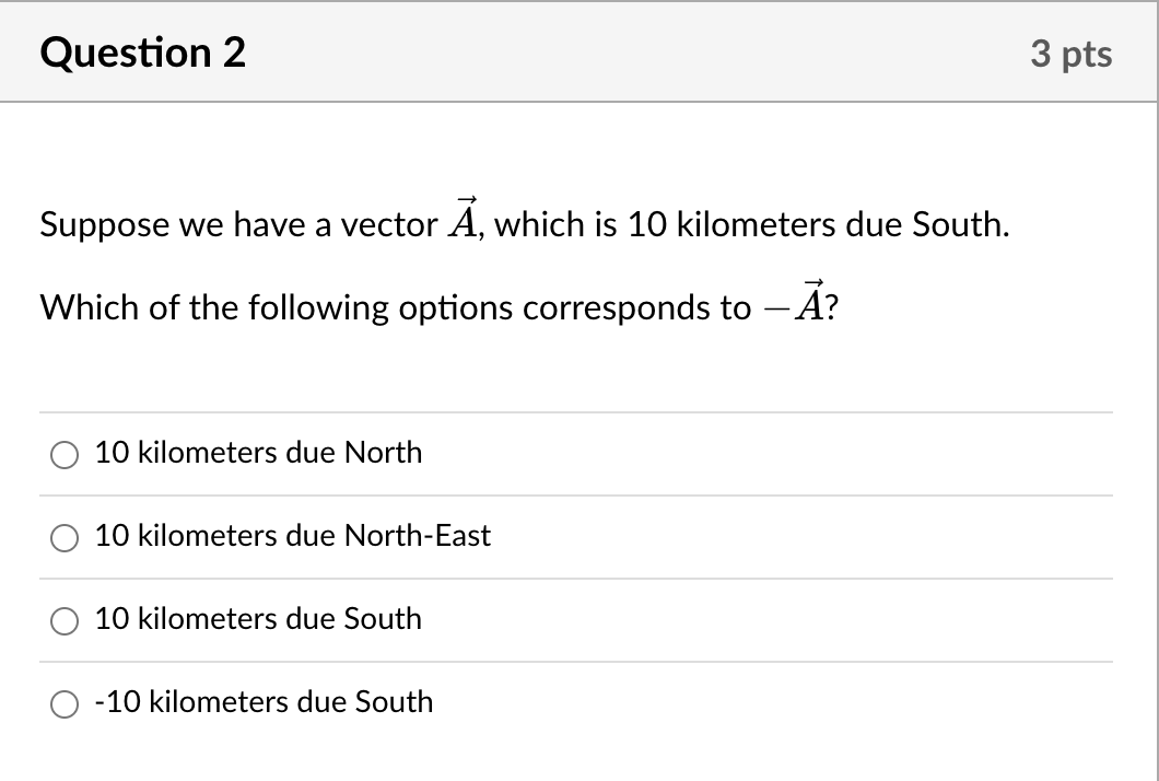 Solved Suppose we have a vector A, which is 10 kilometers | Chegg.com