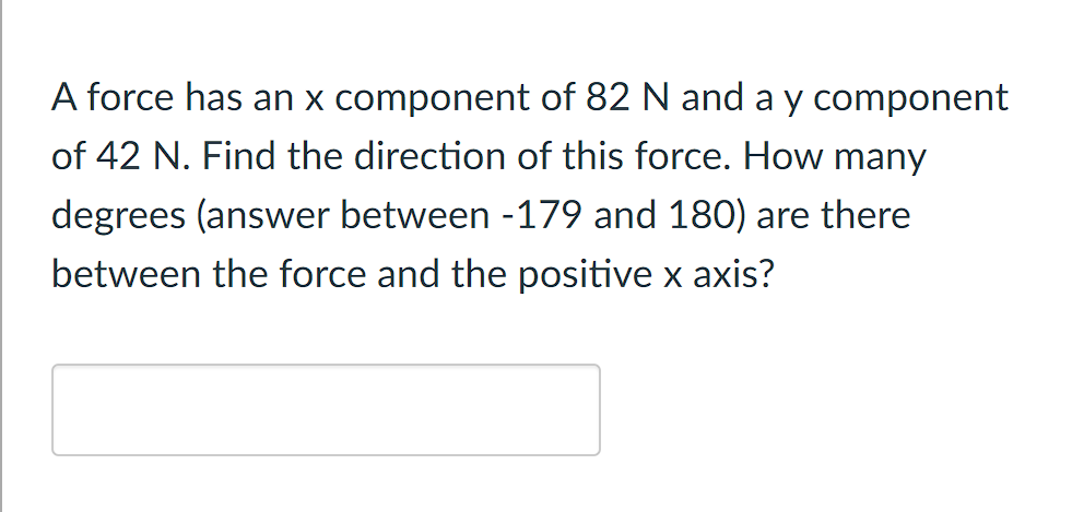 Solved A force has an x component of 82 N and a y component | Chegg.com