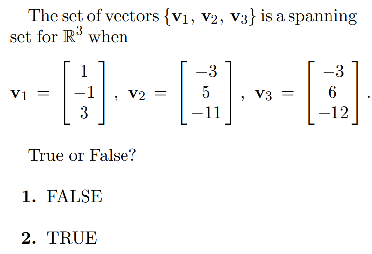 Solved The set of vectors {V1, V2, V3} is a spanning set for | Chegg.com