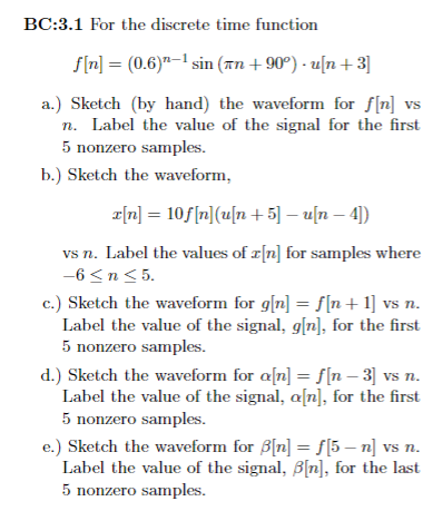 Solved BC:3.1 For the discrete time function | Chegg.com
