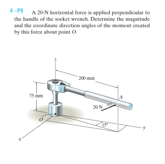 Solved 4-P8 A 20-N horizontal force is applied perpendicular | Chegg.com
