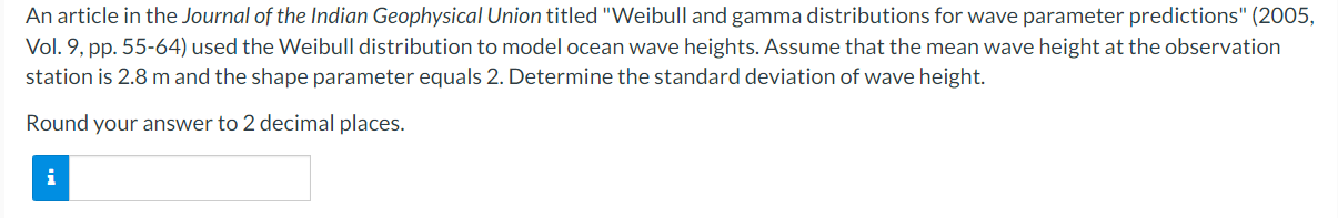 Solved An article in the Journal of the Indian Geophysical | Chegg.com