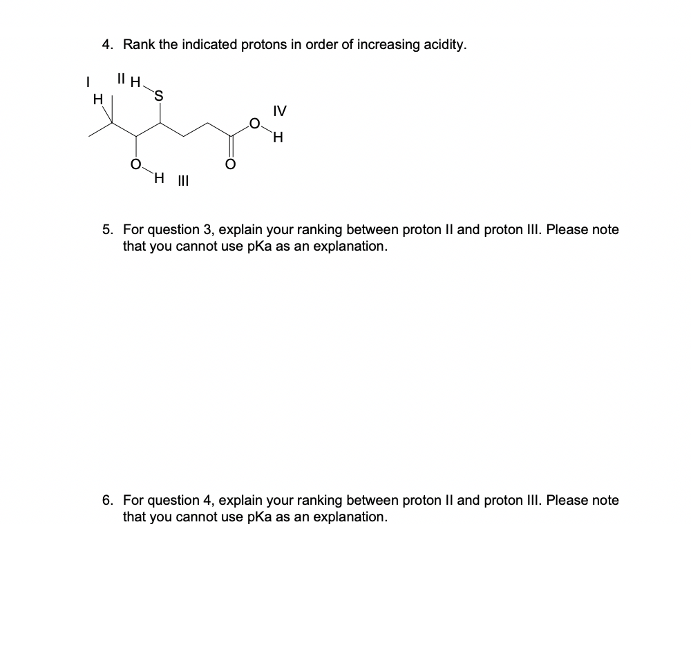 Solved 4. Rank the indicated protons in order of increasing | Chegg.com