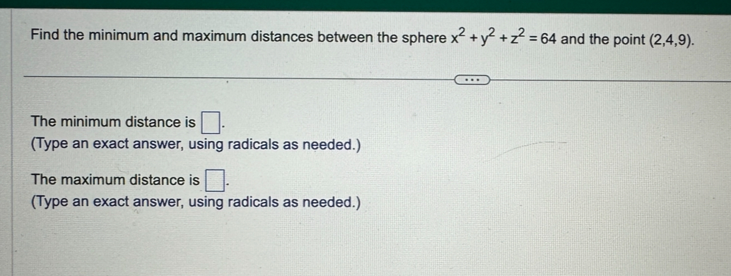 Solved Find the minimum and maximum distances between the | Chegg.com