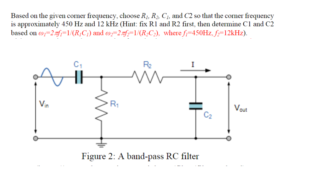 Solved Based on the given corner frequency, choose R1, R2, | Chegg.com