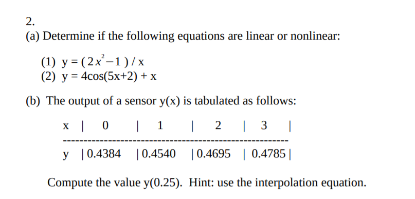 Solved (a) Determine if the following equations are linear | Chegg.com