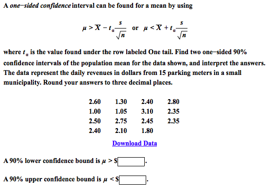 Solved A one-sided confidence interval can be found for a | Chegg.com