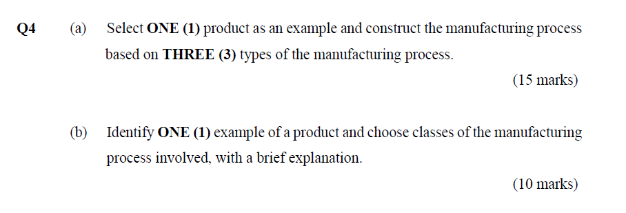 Solved Q4 (a Select ONE (1) product as an example and | Chegg.com