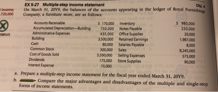Solved Obj. 4 Multiple-step income statement income: On | Chegg.com