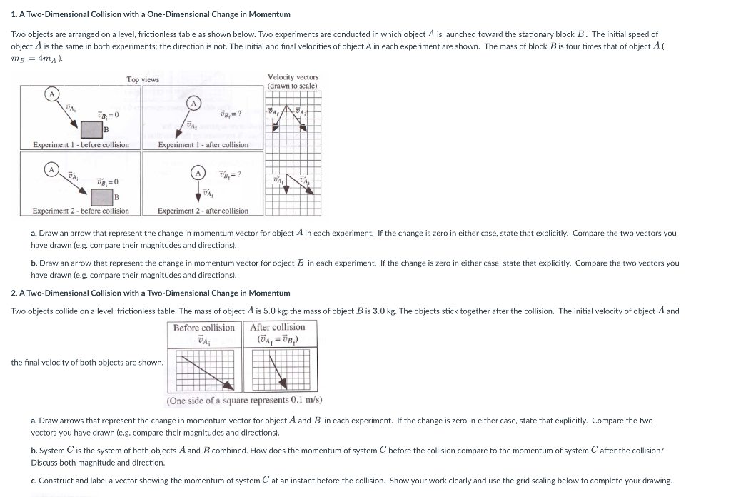 Solved 1. A Two-Dimensional Collision with a One-Dimensional | Chegg.com
