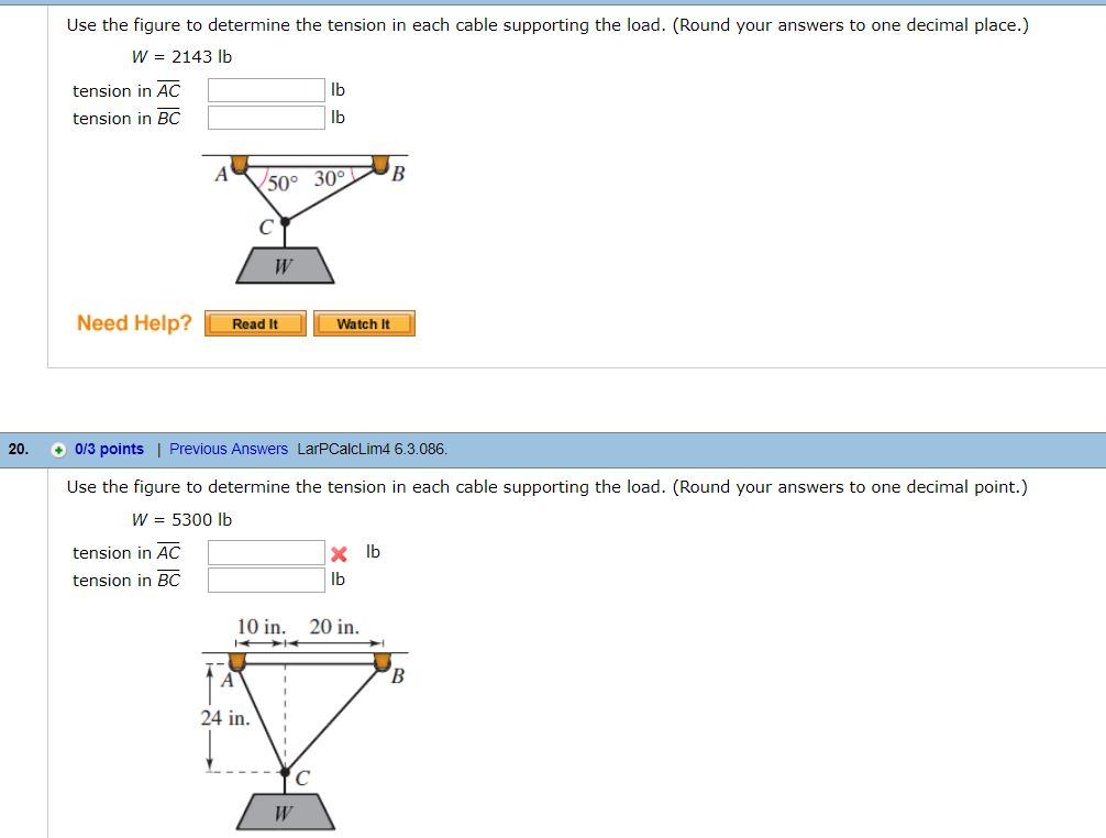 Solved Use the figure to determine the tension in each cable | Chegg.com