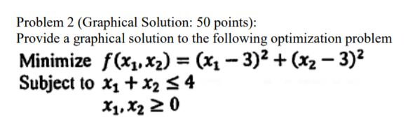 Solved Problem 2 (Graphical Solution: 50 points): Provide a | Chegg.com