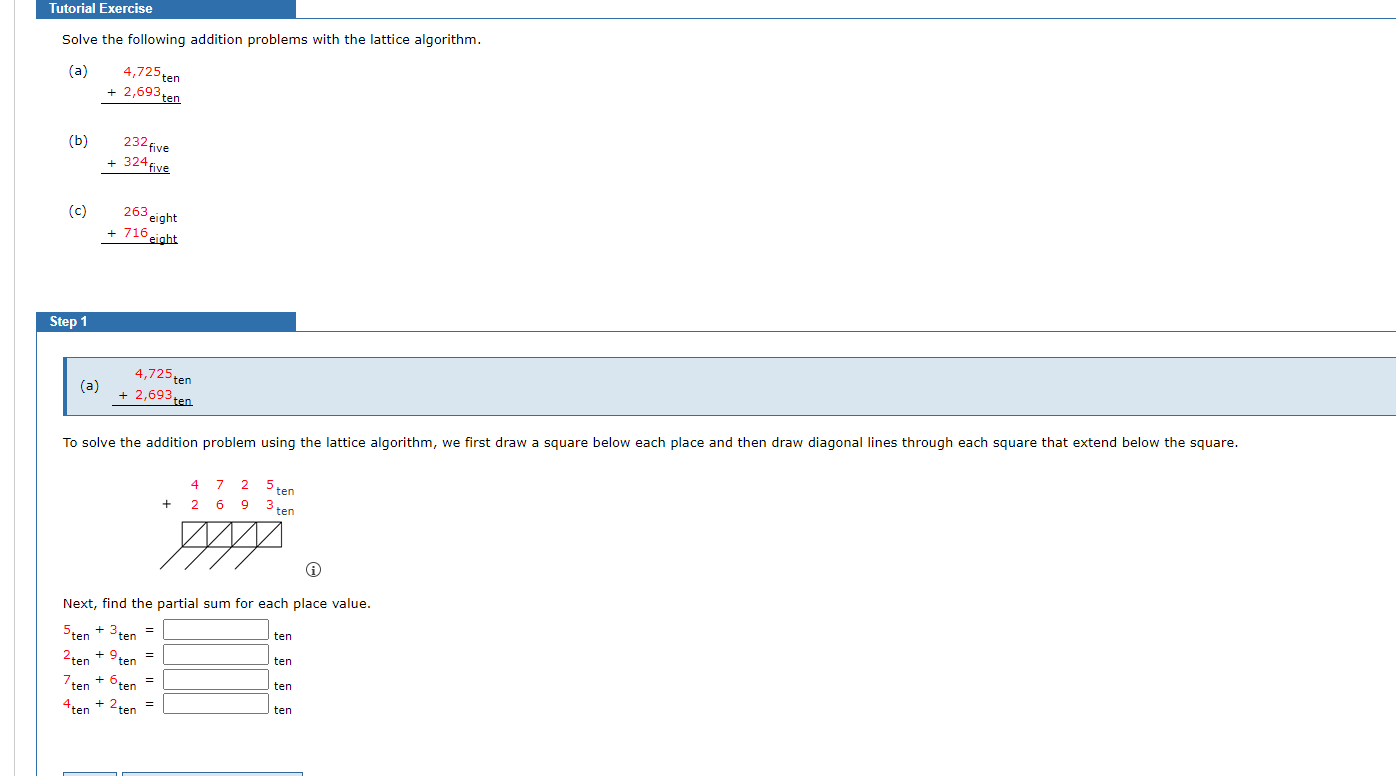 Solved Solve the following addition problems with the | Chegg.com