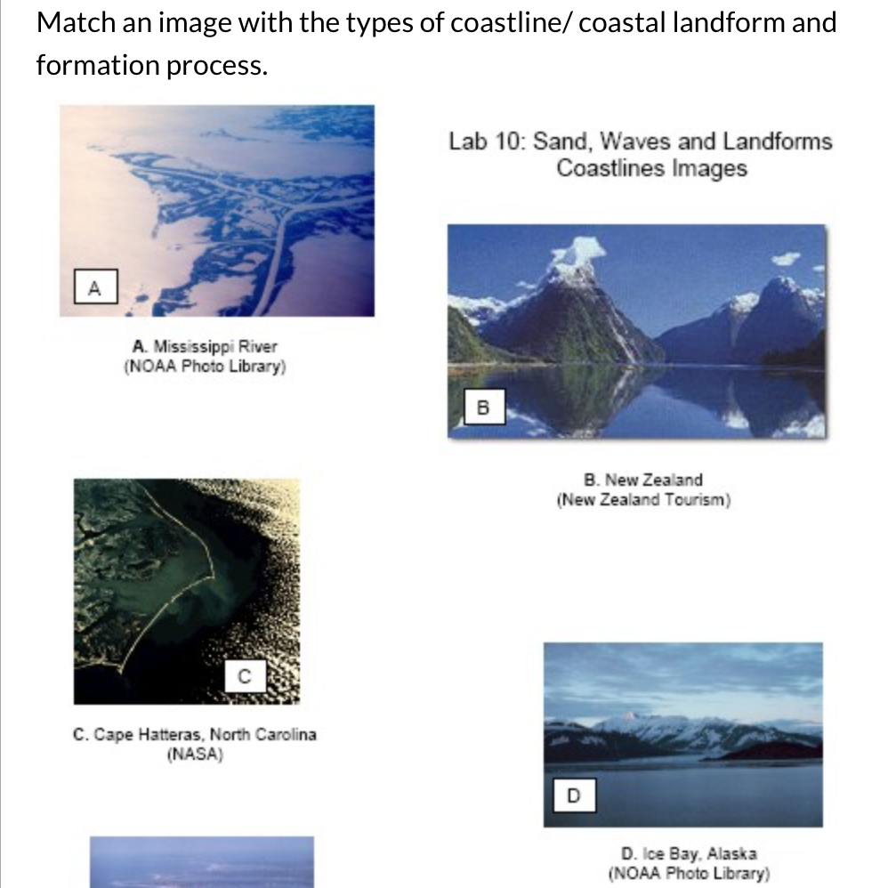 Solved Match an image with the types of coastline/ coastal | Chegg.com