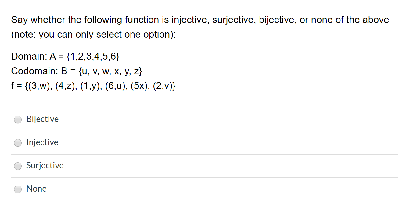 Solved Say whether the following function is injective, | Chegg.com
