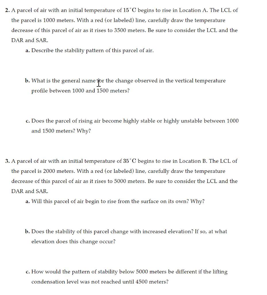 Solved 2. A parcel of air with an initial temperature of | Chegg.com