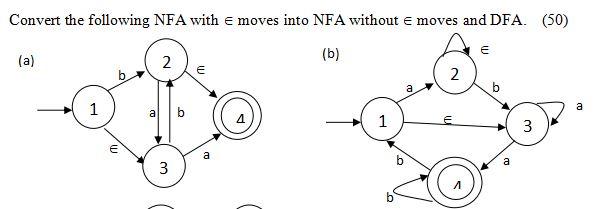 Solved Convert the following NFA with e moves into NFA | Chegg.com