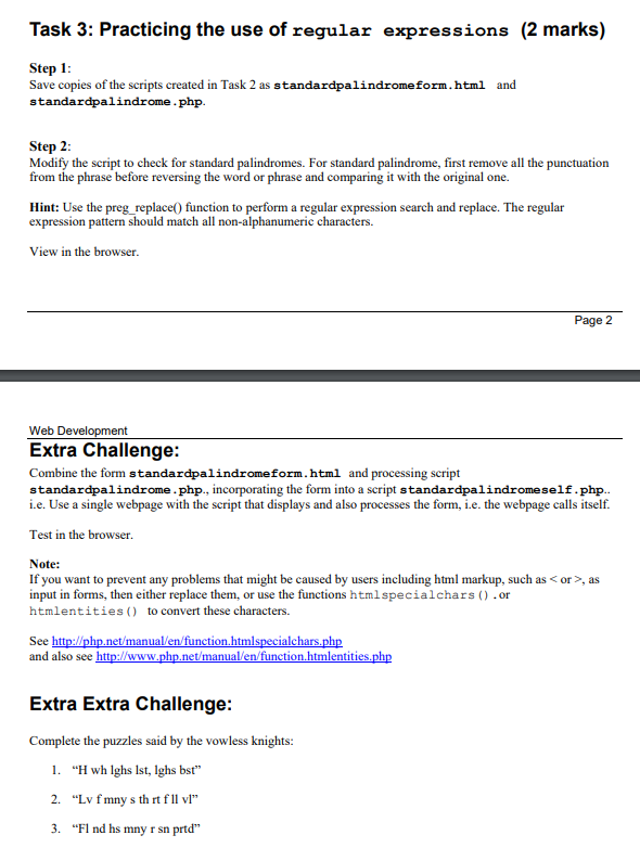 Solved Task 3: Practicing the use of regular expressions (2 | Chegg.com