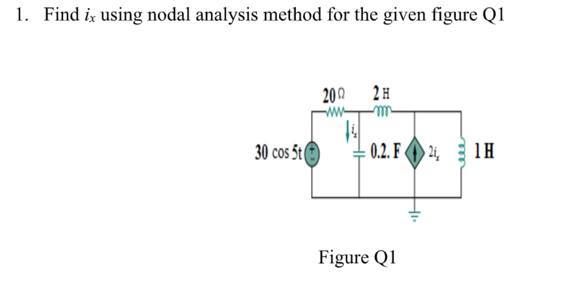 Solved 1. Find ix using nodal analysis method for the given | Chegg.com