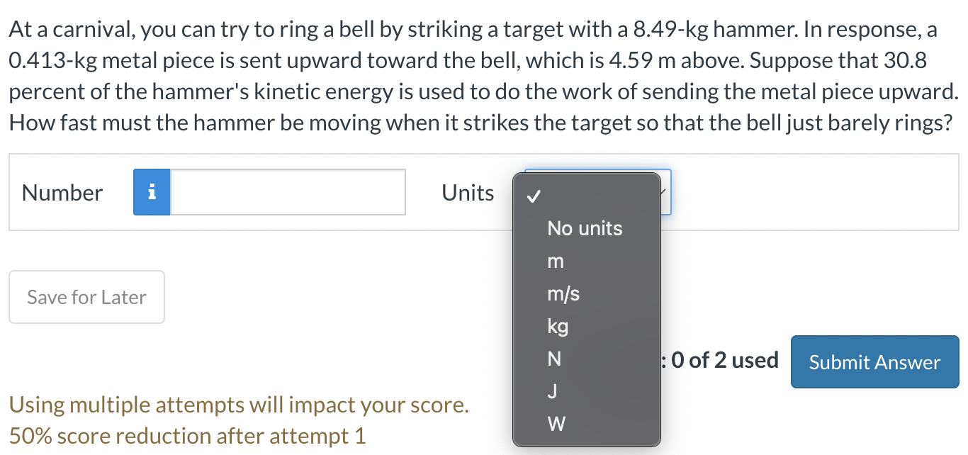 Solved At a carnival, you can try to ring a bell by striking | Chegg.com