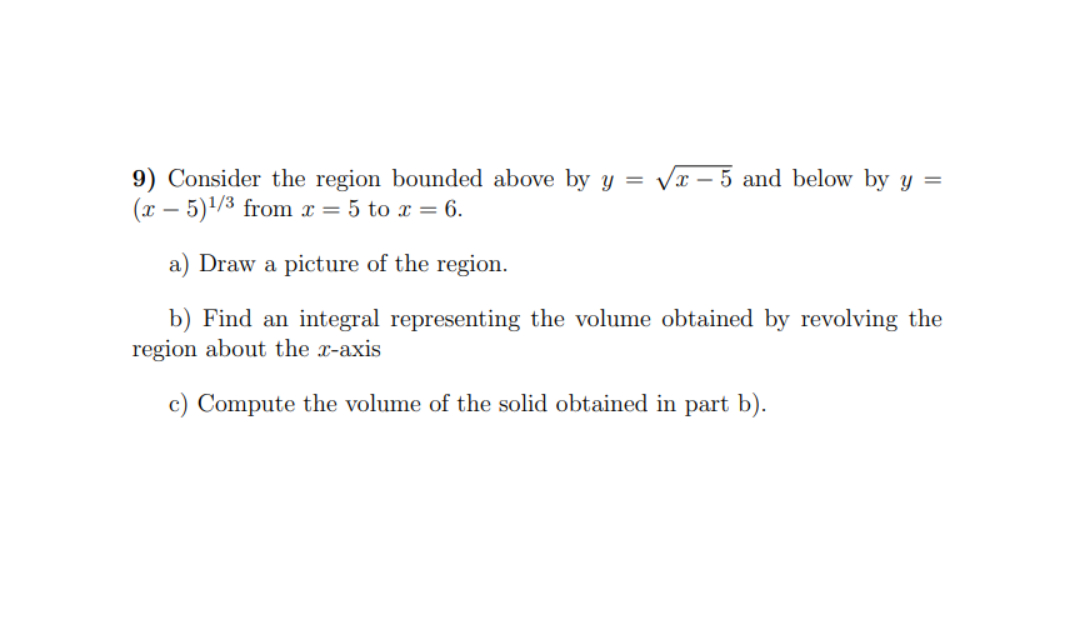 Solved Consider the region bounded above by y=x-52 ﻿and | Chegg.com