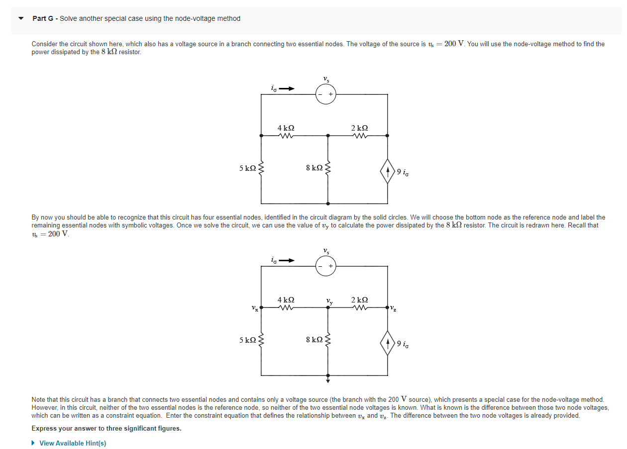 Solved Part G - Solve another special case using the | Chegg.com