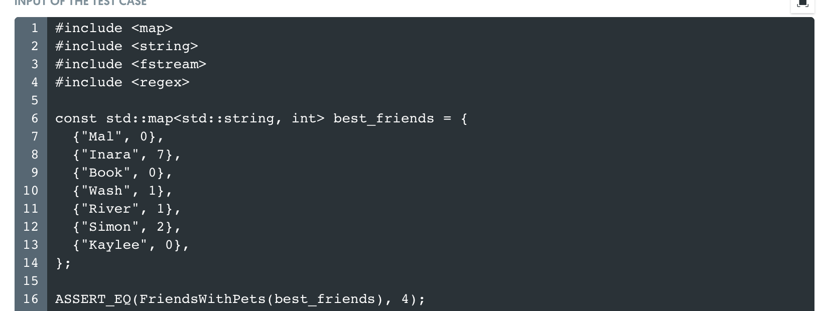 Solved Write a function named "FriendsWithPets" in c++ that | Chegg.com