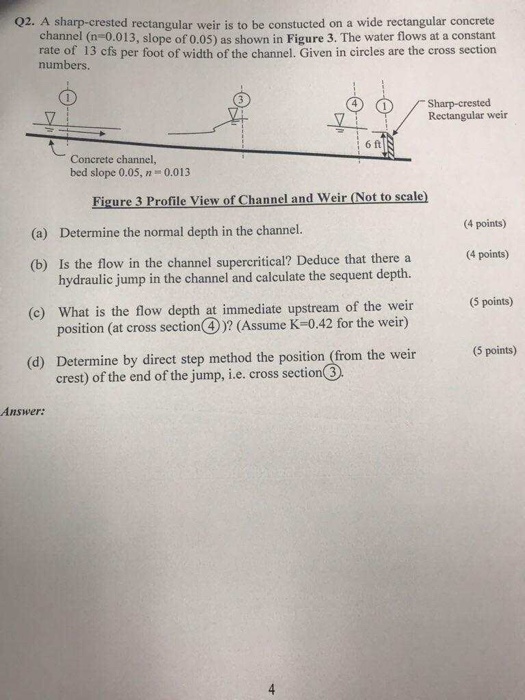 Solved 02. A sharp-crested rectangular weir is to be | Chegg.com