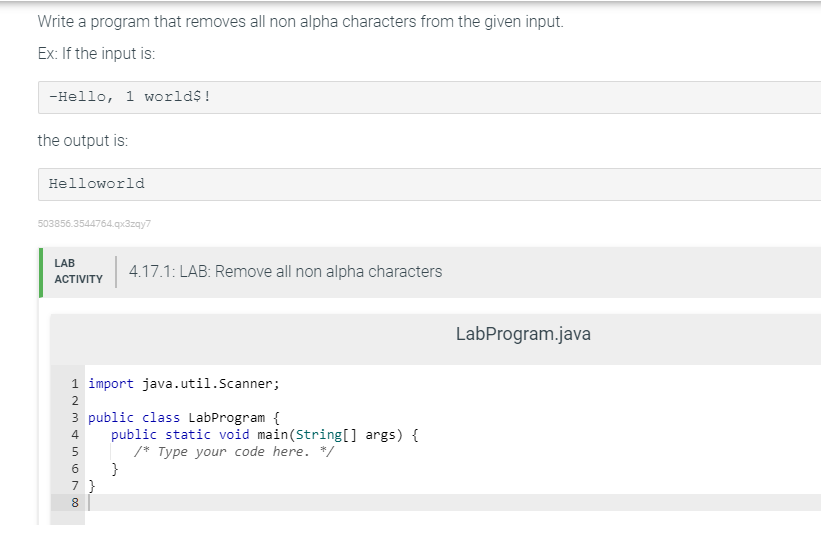 Solved Write A Program That Removes All Non Alpha Characters Chegg