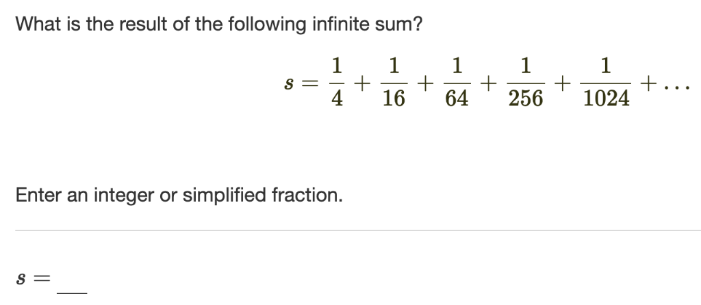 Solved What is the result of the following infinite sum? 4 | Chegg.com