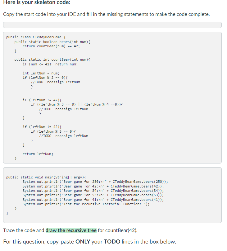Solved A Teddy Bear Picnic This question involves a game | Chegg.com