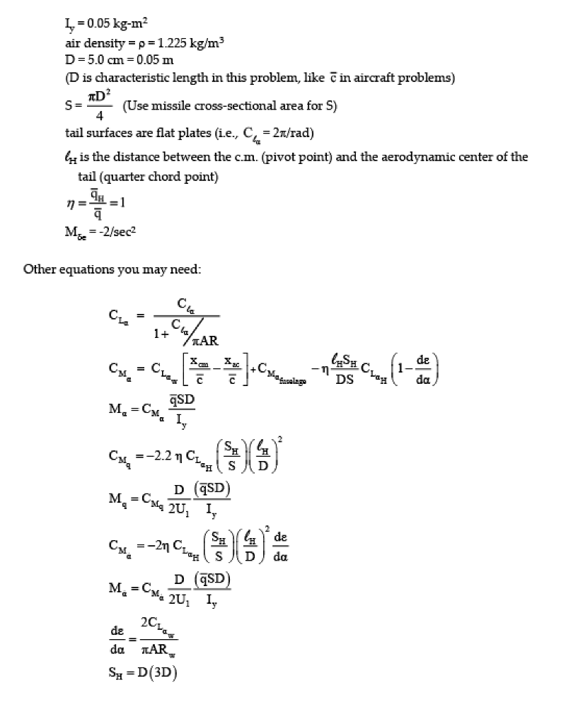 Solved (30 pt) 1. The missile model shown is constrained so | Chegg.com