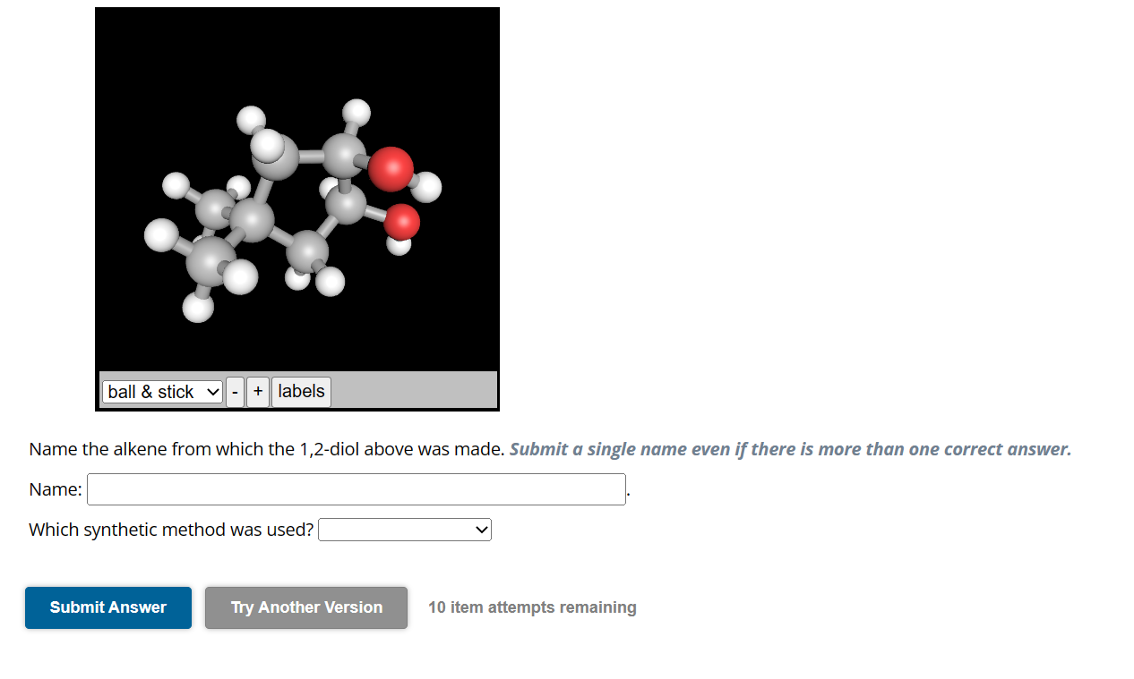 Solved Name the alkene from which the 1,2-diol above was | Chegg.com