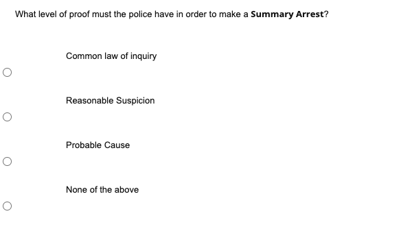 Solved What level of proof must the police have in order to | Chegg.com