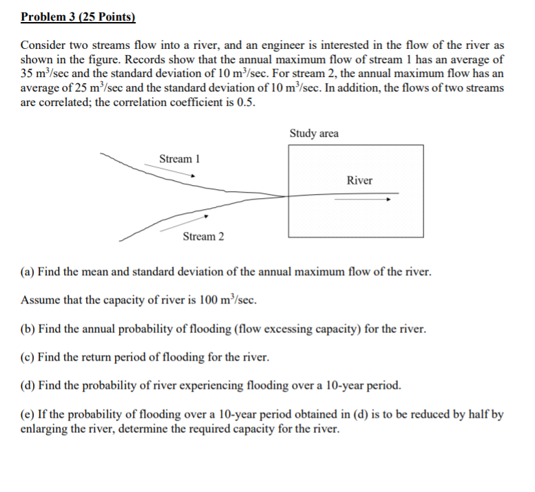 Solved Problem 3 (25 Points) Consider two streams flow into | Chegg.com
