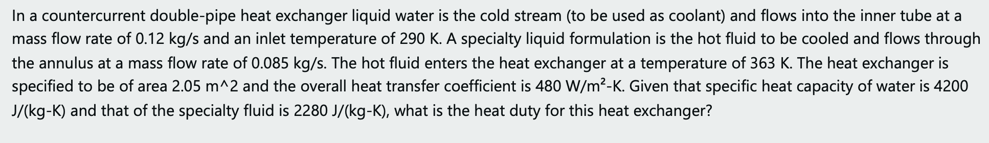 Solved In a countercurrent double-pipe heat exchanger liquid | Chegg.com