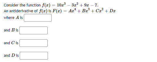 Solved Consider the function f(1) = 1023 – 3x² + 9x - 7. An | Chegg.com