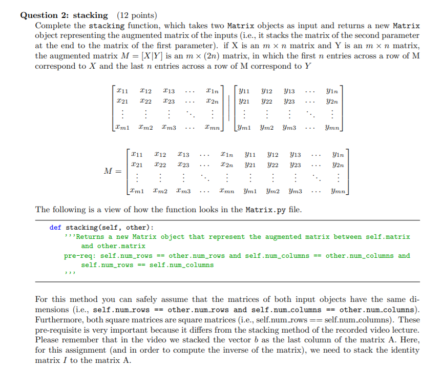 Question 2: stacking (12 points) Complete the | Chegg.com