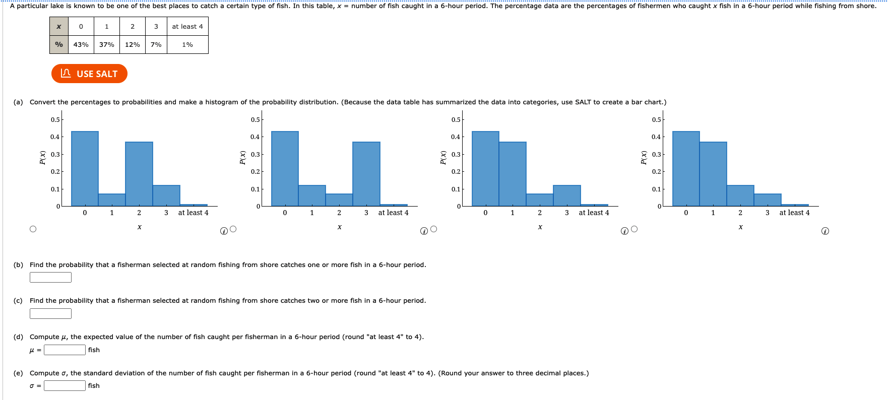 Solved (b) Find the probability that a fisherman selected at | Chegg.com
