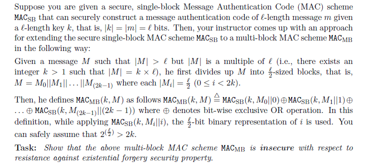 Suppose you are given a secure, single-block Message | Chegg.com