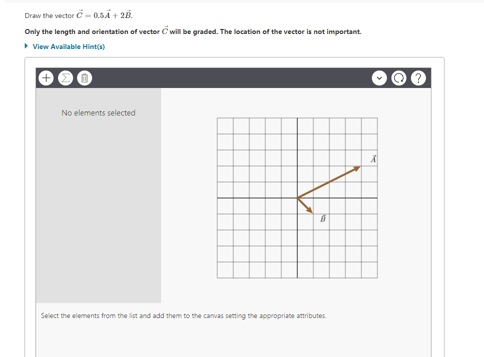 Solved Draw the vector C = 0.5A + 2B. Only the length and | Chegg.com