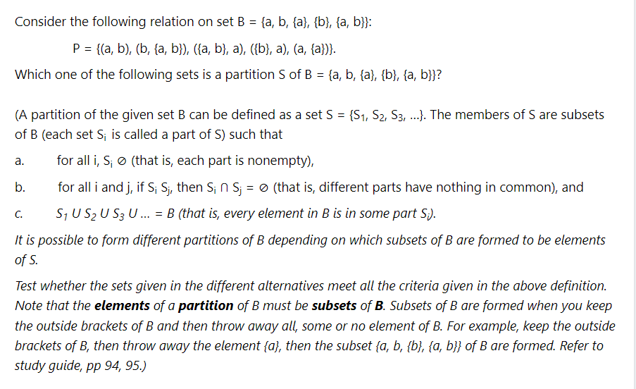 Consider the following relation on set | Chegg.com