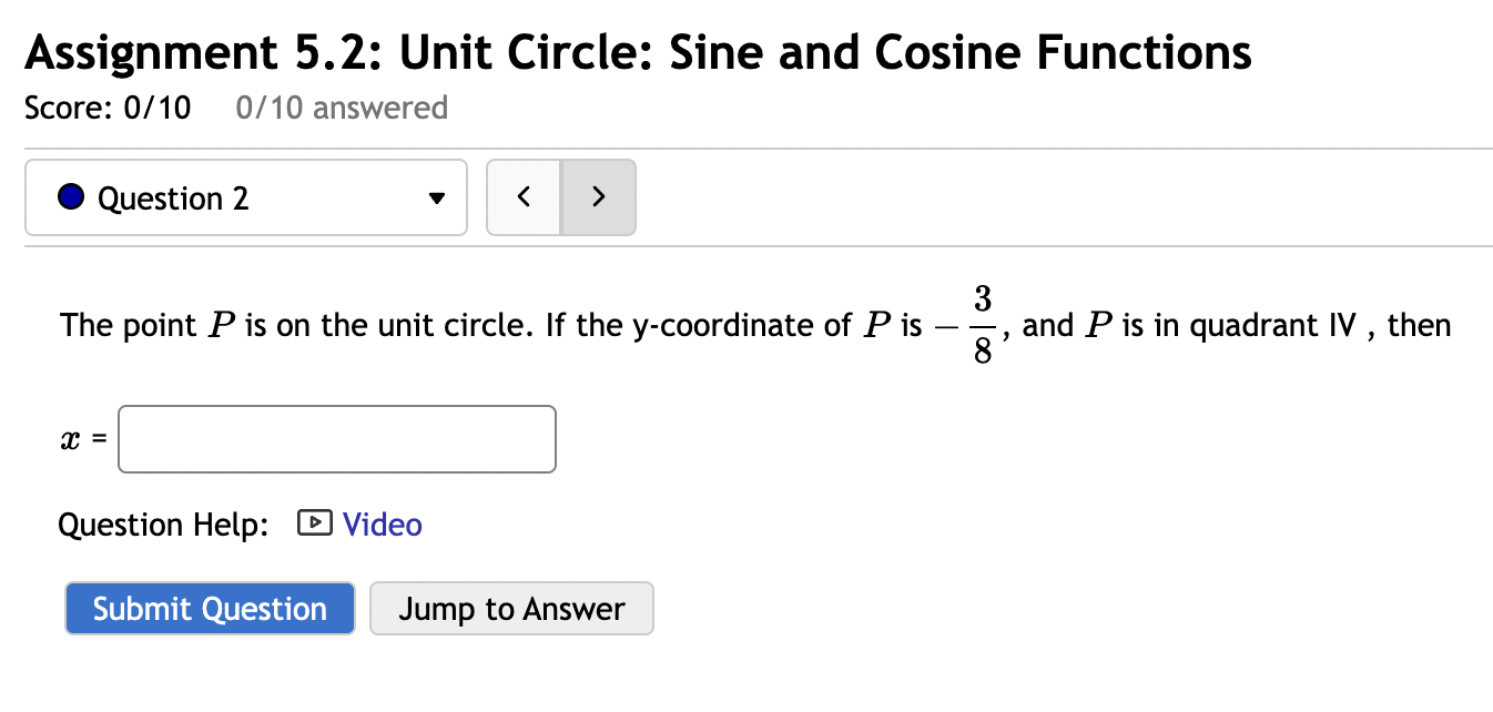 Solved Assignment 5.2: Unit Circle: Sine and Cosine | Chegg.com
