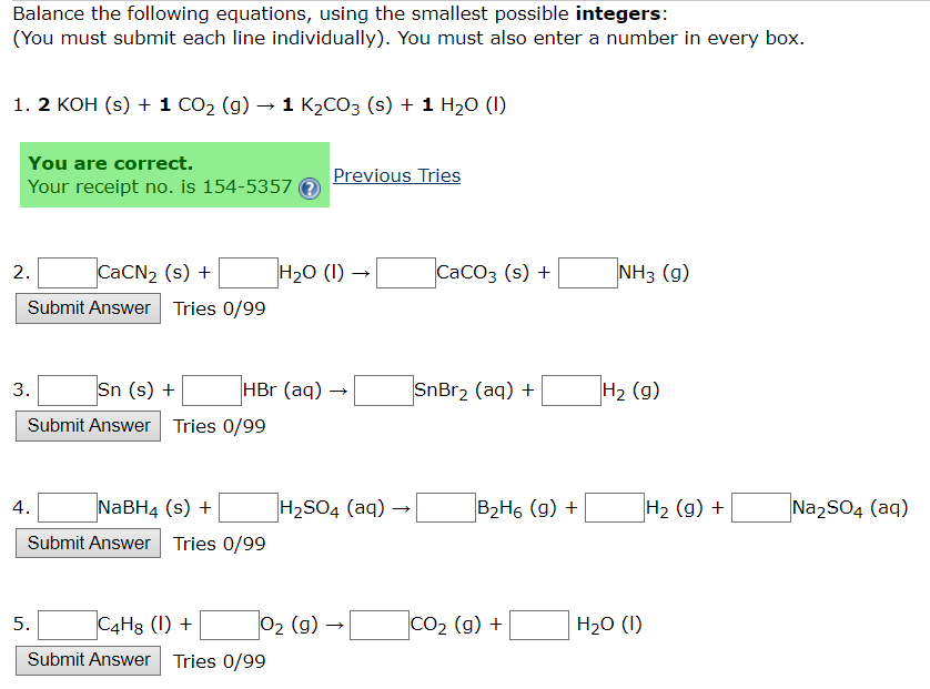 Solved Balance the following equations, using the smallest | Chegg.com