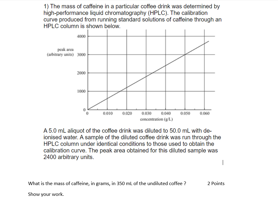 Solved 1) The mass of caffeine in a particular coffee drink | Chegg.com