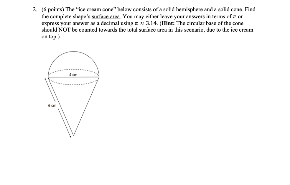 Solved Provided Surface Area Formulas: Sphere (SA = 4nr) | Chegg.com