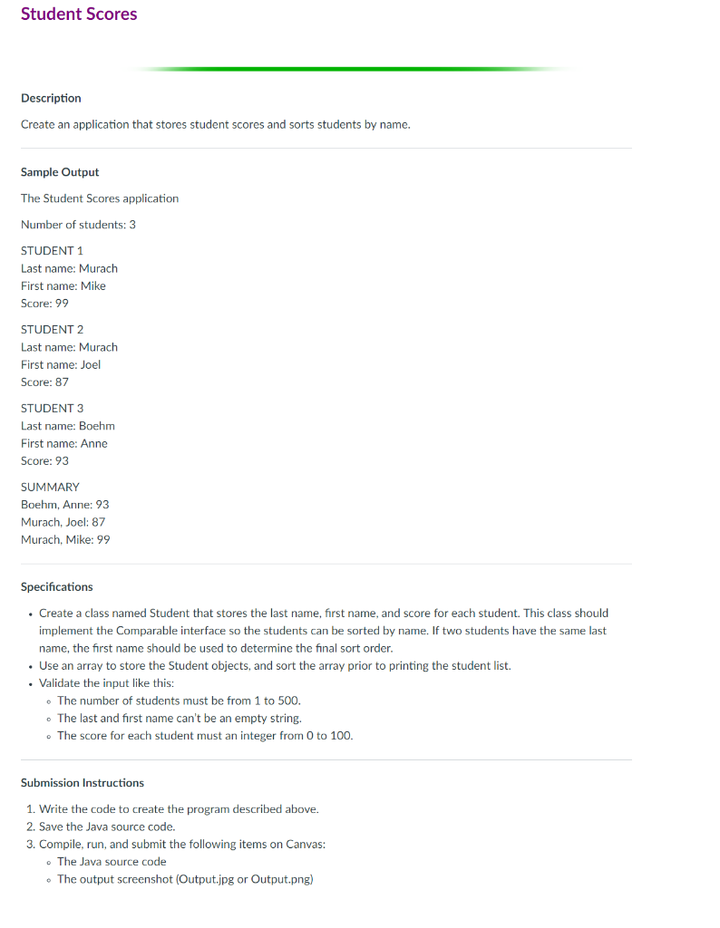 Solved Student Scores Description Create an application that | Chegg.com